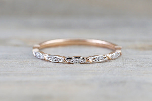 14k Rose Gold Diamond Engagement Pave Stackable Stacking Promise Ring ...