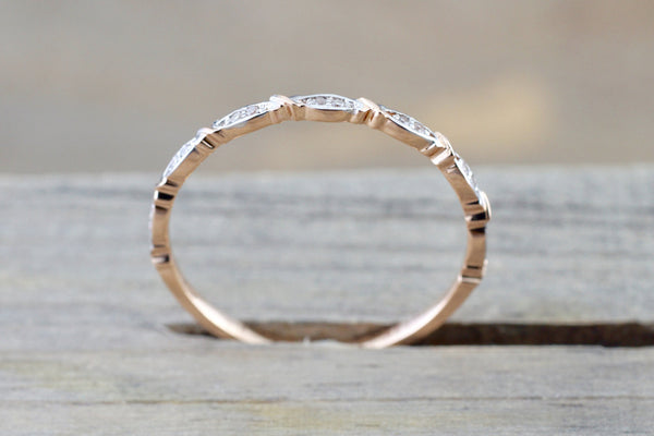 14k Rose Gold Diamond Engagement Pave Stackable Stacking Promise Ring ...