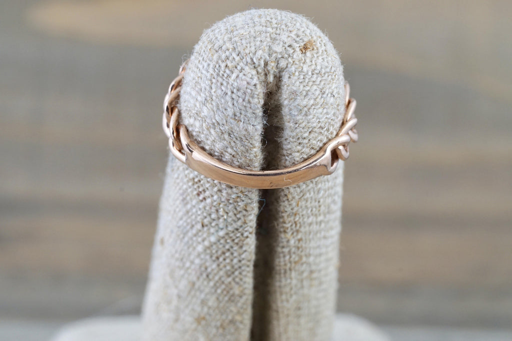 14 Karat Rose Gold Dog Tag Oval Pave Diamond Chain Link Ring ...