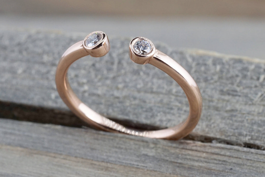 14k Gold Round Cut Diamond Bezel Open Cuff Ring RR010008 – Brilliant Facets