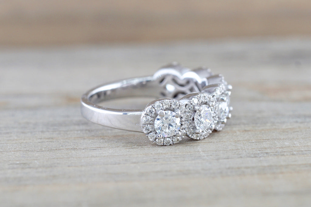 14kt Gold Six 6 Stone Diamond Halo Anniversary Band RR010006 ...